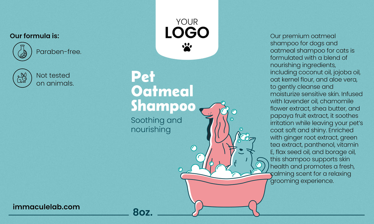 Soothing 8 oz Oatmeal Shampoo for Dogs, Cats & Puppies